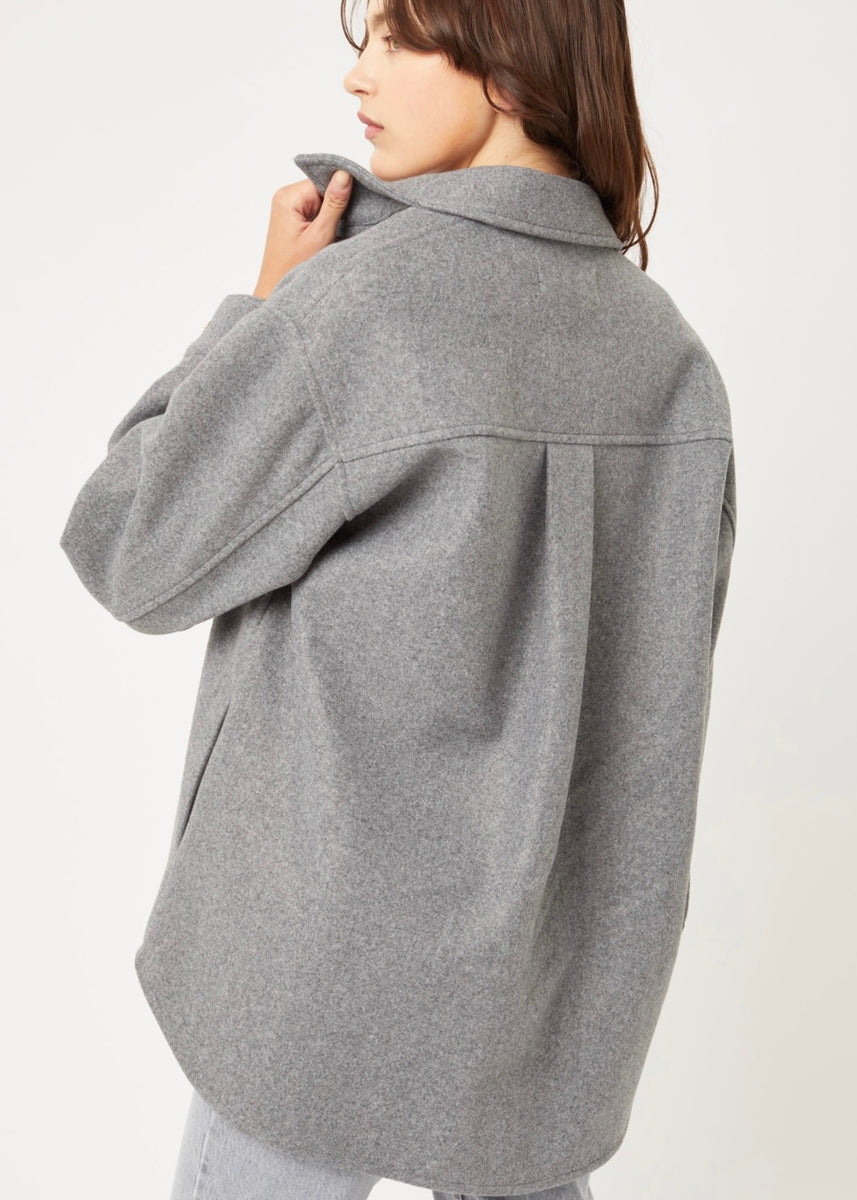 Gray Western Shacket | Farm Town Floral & Boutique